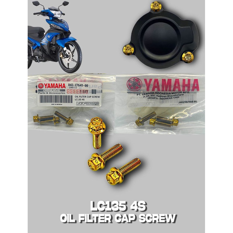Screw gold oil filter cap set (GOLD) Yamaha lc135 4s v1 v2 v3 v4 v5 v6 v7 v8 | Shopee Malaysia