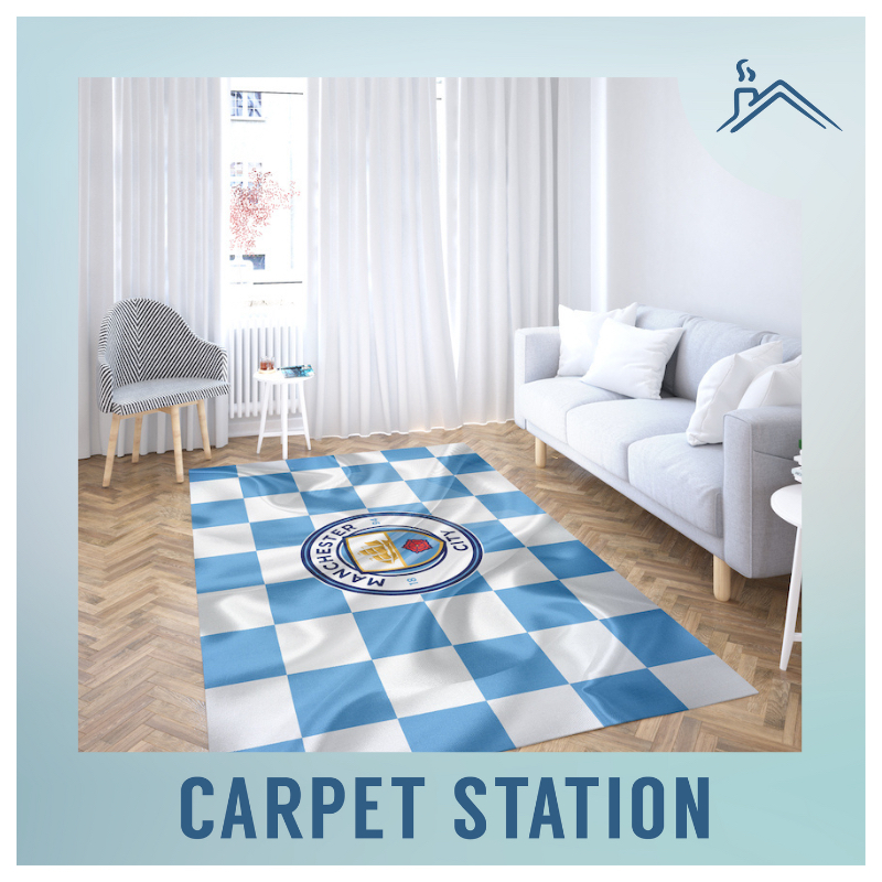 Manchester City Premier League Football Team Logo Design Carpet Velvet ...