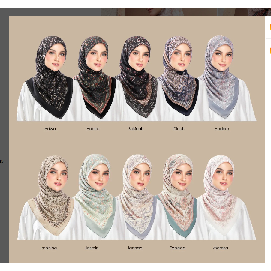Tudung RUFFLES 6.0 NIRMALA 5.0 AKASIA TV3 4.0 MERAKI 3.0 VINTAGE GARDEN ...