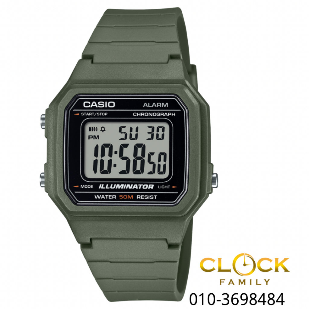 Casio Digital Green Resin Band Men Watch W-217H-3A | Shopee Malaysia