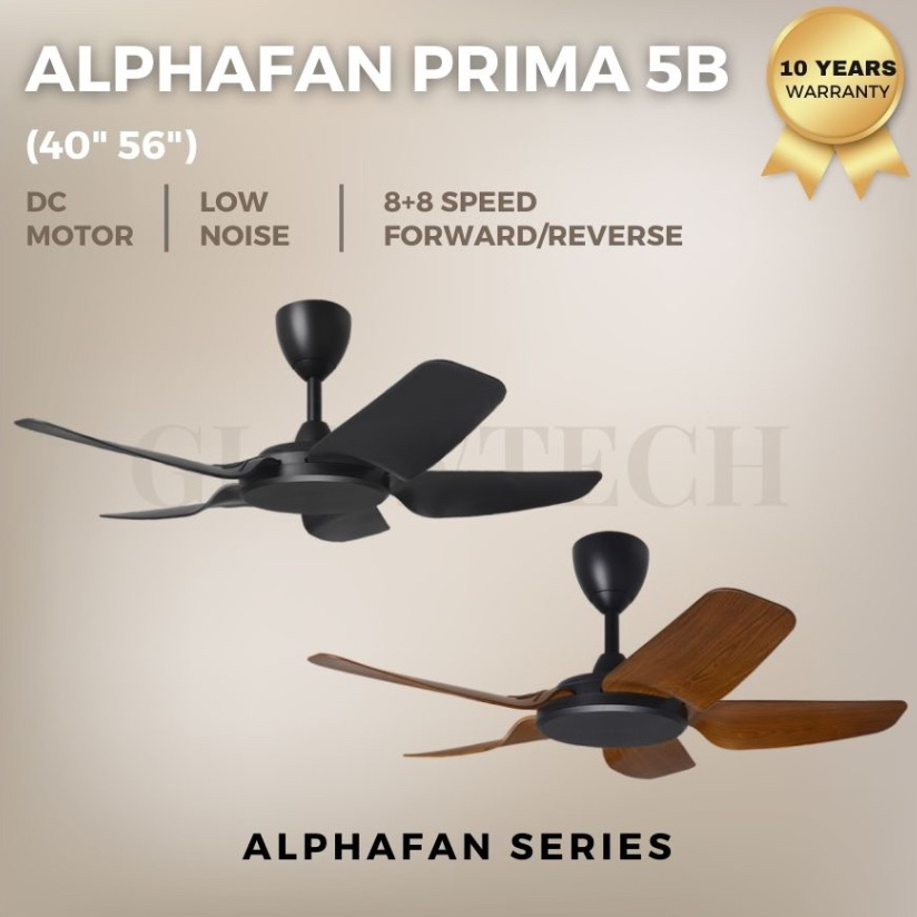 ALPHA AlphaFan PRIMA DC Motor 56''/40" 8+8 Speed Remote Matt Black ...