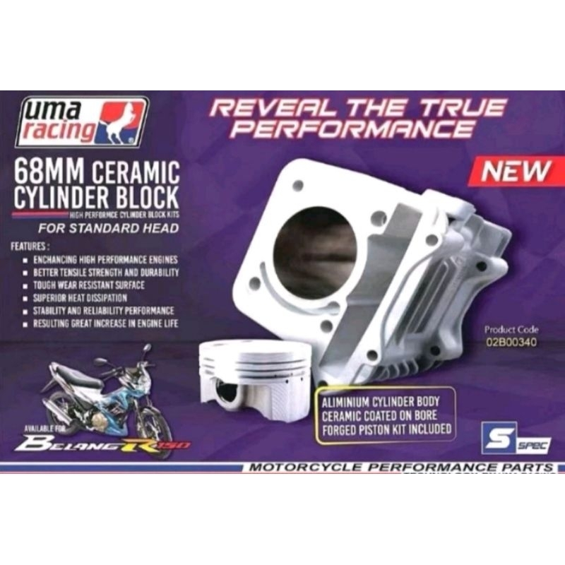 UMA RACING 68mm Suzuki Belang 150 Ceramic Cylinder Block Kit Set Raider ...