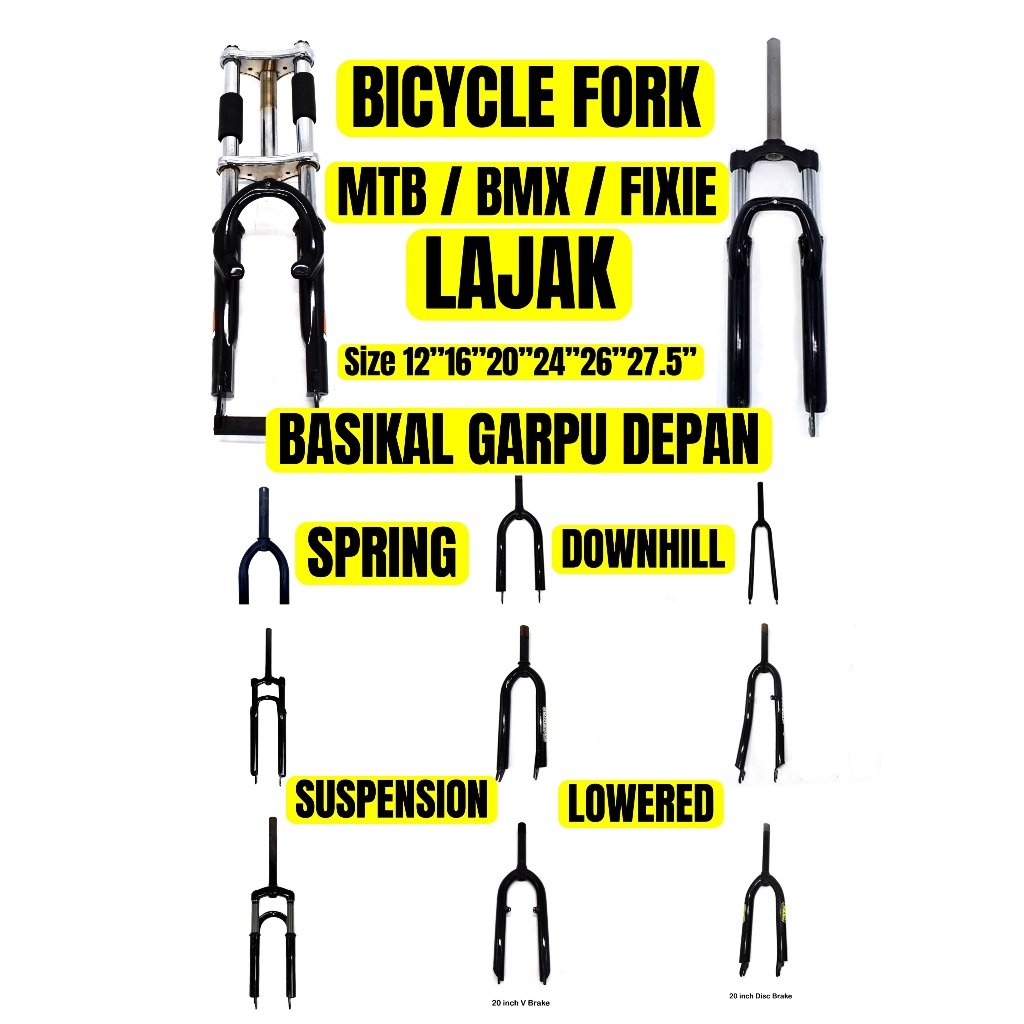 CANDY BICYCLE FORK GARPU BASIKAL 12"16"20"24"26"27.5"DOUBLE DOWNHILL ...