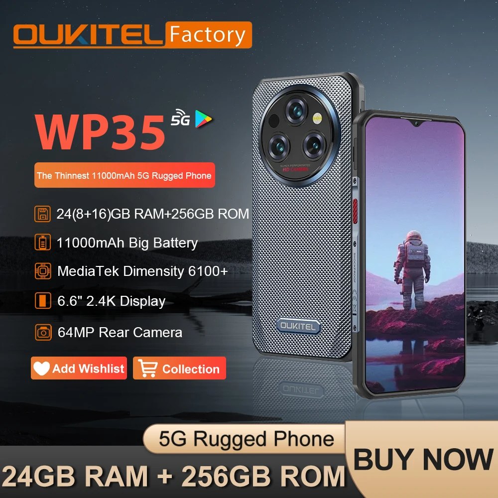 【In Local】Oukitel WP35 5G Rugged Smartphone 24GB+256GB Android 14 6.6 ...