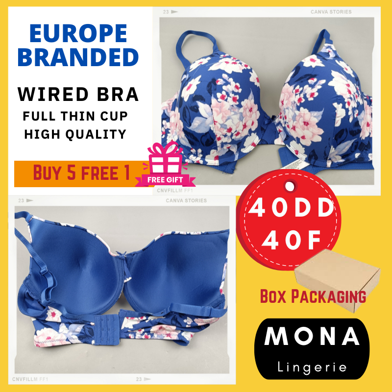 MONA Bra Wired Coli Wanita Cantik Saiz Besar Cup Pernuh Big Size 40E/40F Bra Besi Branded 大码钢圈内衣 ...