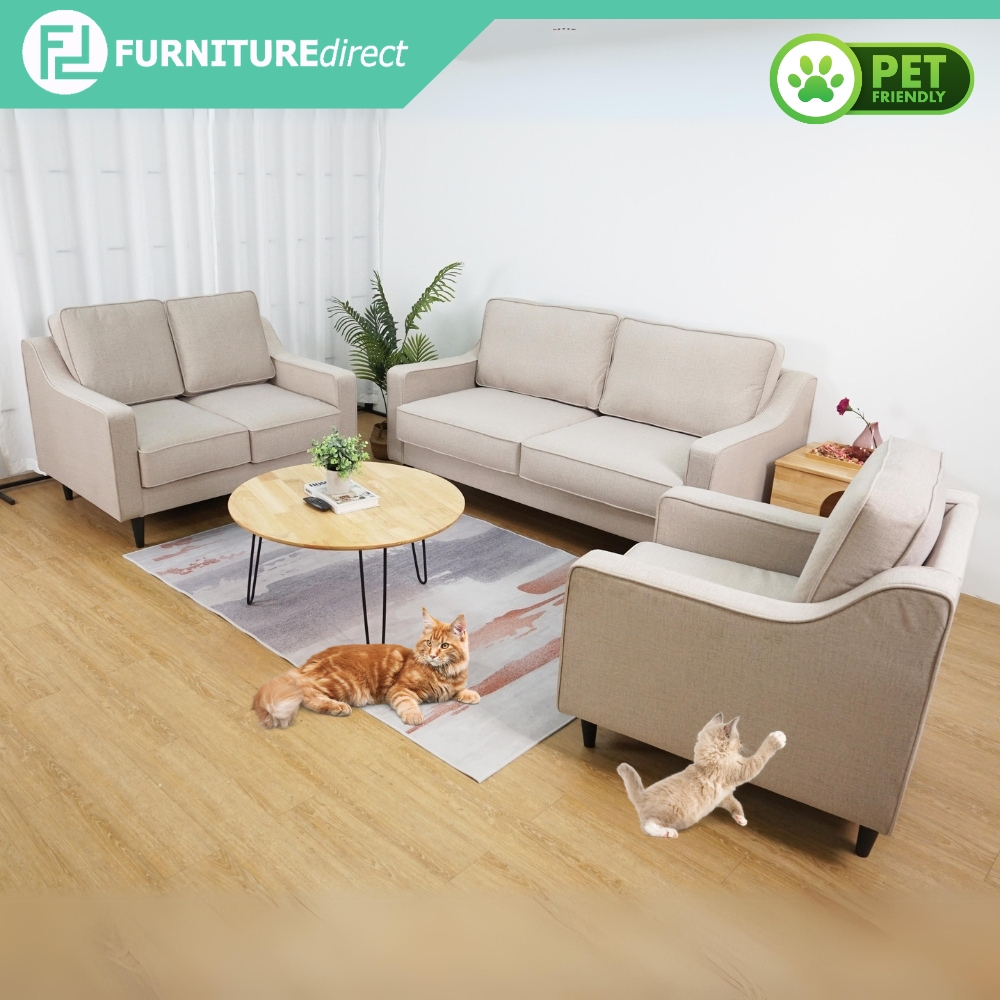 Furniture Direct HARPER 123 Seater Pet Friendly Sofa Set-Beige | Shopee ...