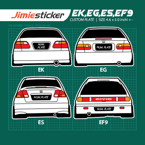 Sticker Kereta Honda EK, EG ES EF9, Sticker Belakang Honda, Custom ...