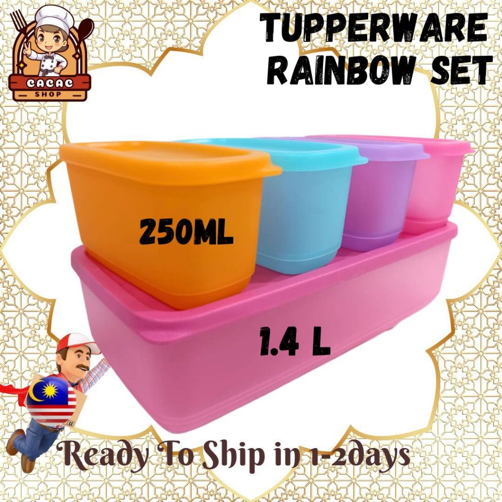 🎁 Hadiah Tupperware🎁Wish card 🎁Tapuware Tupperware Flying Rainbow Set 5 ...