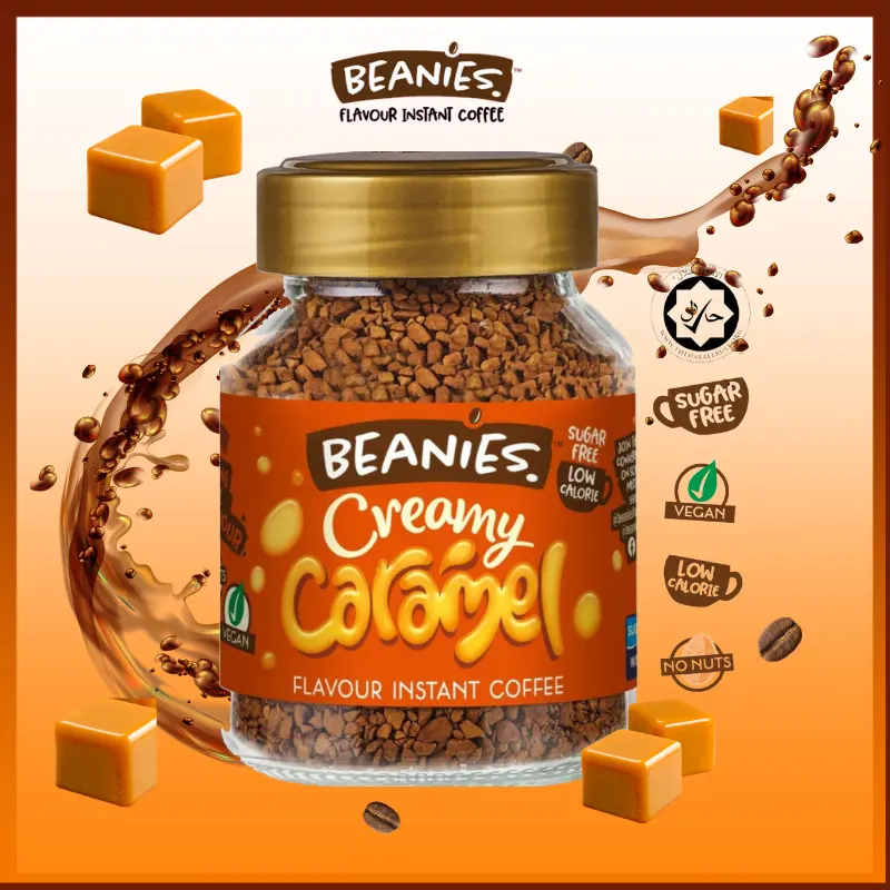 Beanies Instant Coffee - Creamy Caramel Flavoured Coffee Regular ...