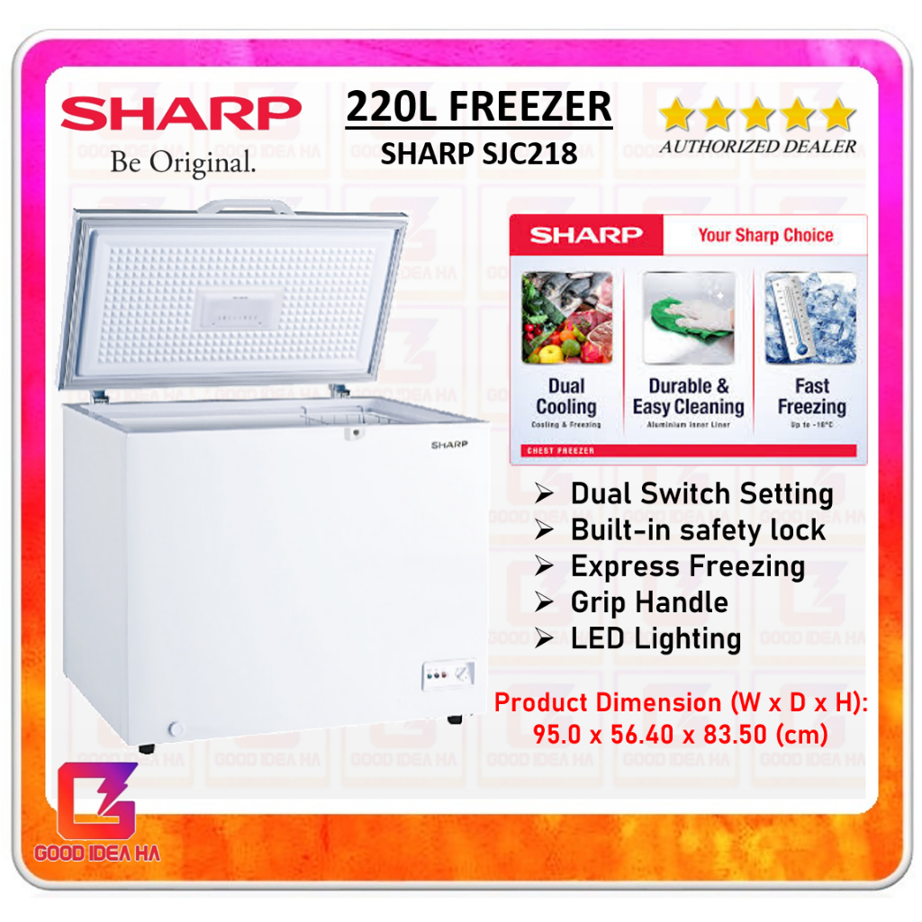Sharp (SJC-218 / SJC218) Chest Freezer 220L Dual Cooling Mode (Fridge ...