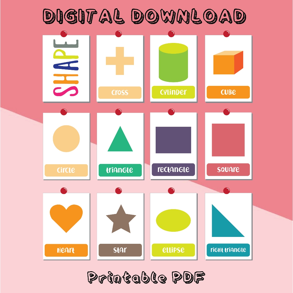 Shape with matching shape flashcard, kids, printable, color, home ...