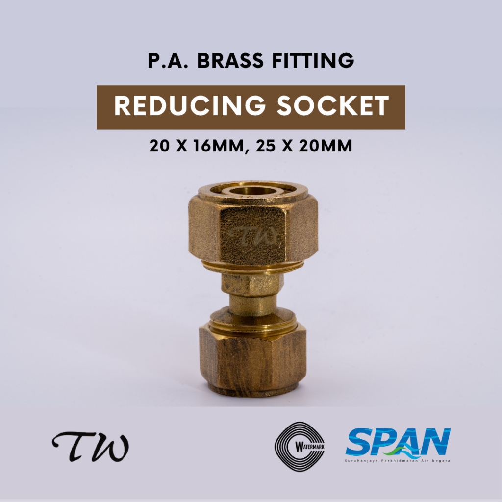 TW PA Pipe Fitting Brass Reducing Socket - 20x16mm, 25mmx20mm ...