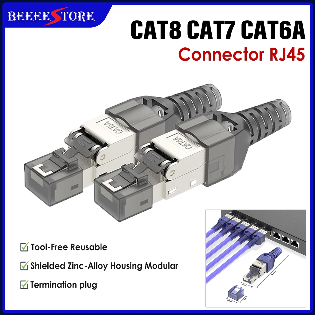 RJ45 CAT8 Cat7 CAT6A Connector Tool-Free, Toolless RJ45 Termination ...