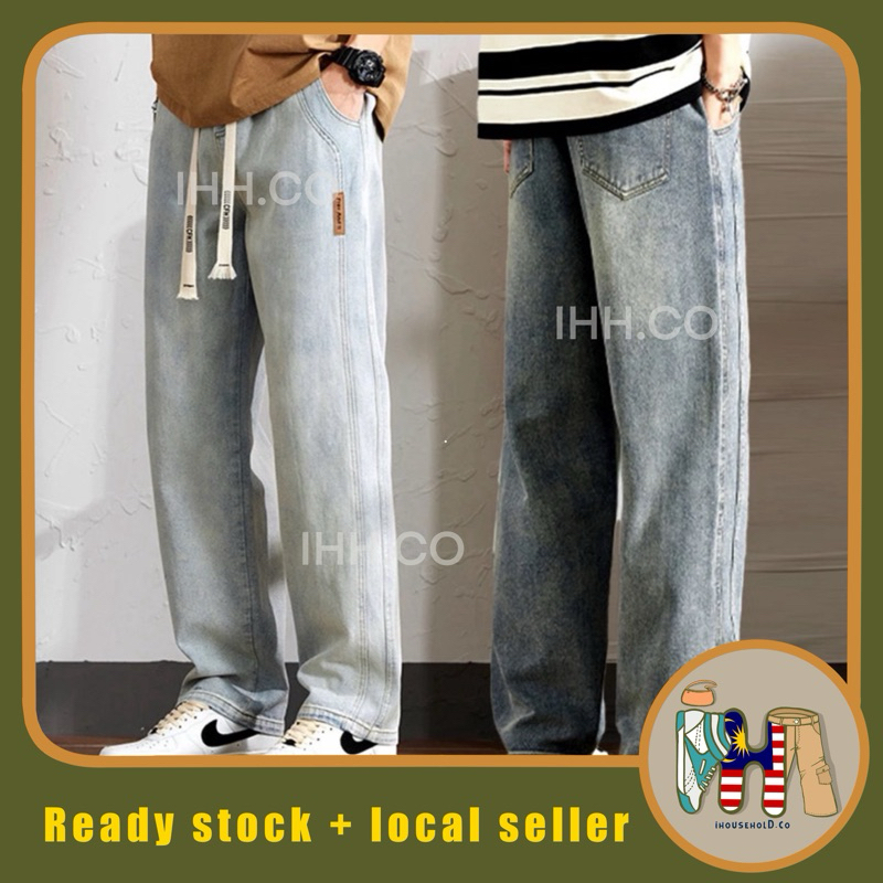 M-5XL American Jeans Style Lelaki Seluar Jeans Vintage Casual Straight ...