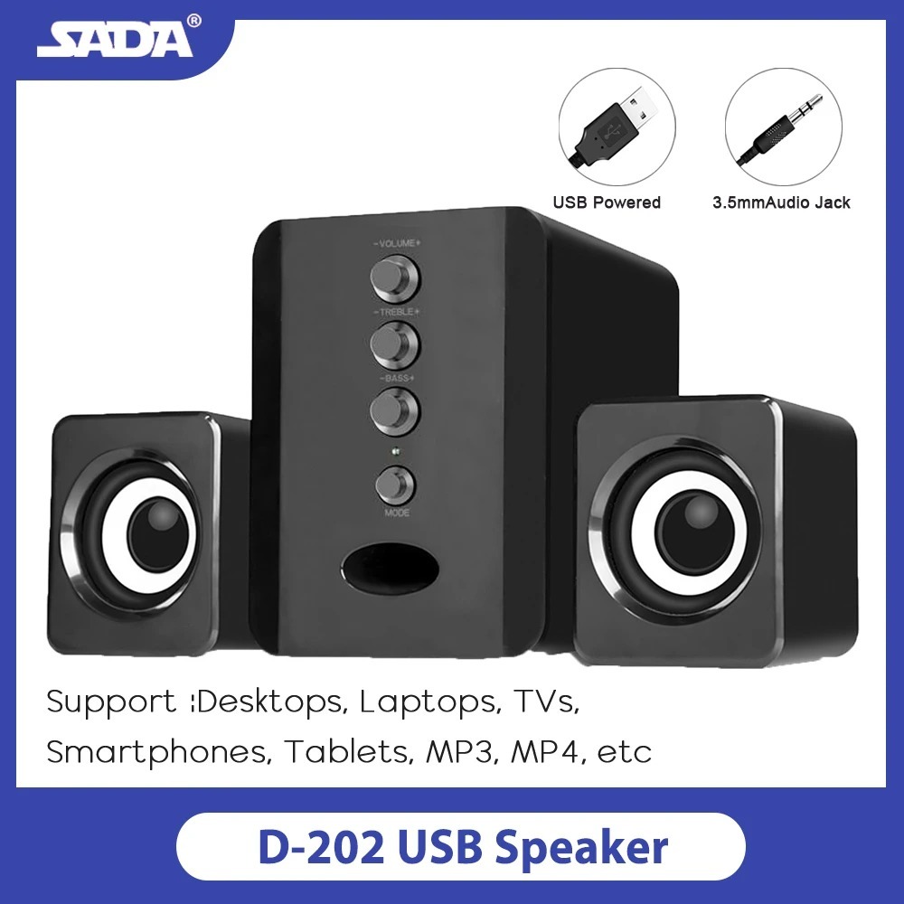 SADA D-202 USB Wired Speaker Bass Stereo Mini Music Player Subwoofer ...