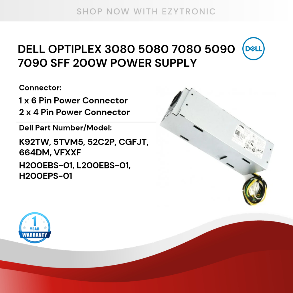 DELL OPTIPLEX 3080 5080 7080 5090 7090 SFF 200W POWER SUPPLY P/N ...