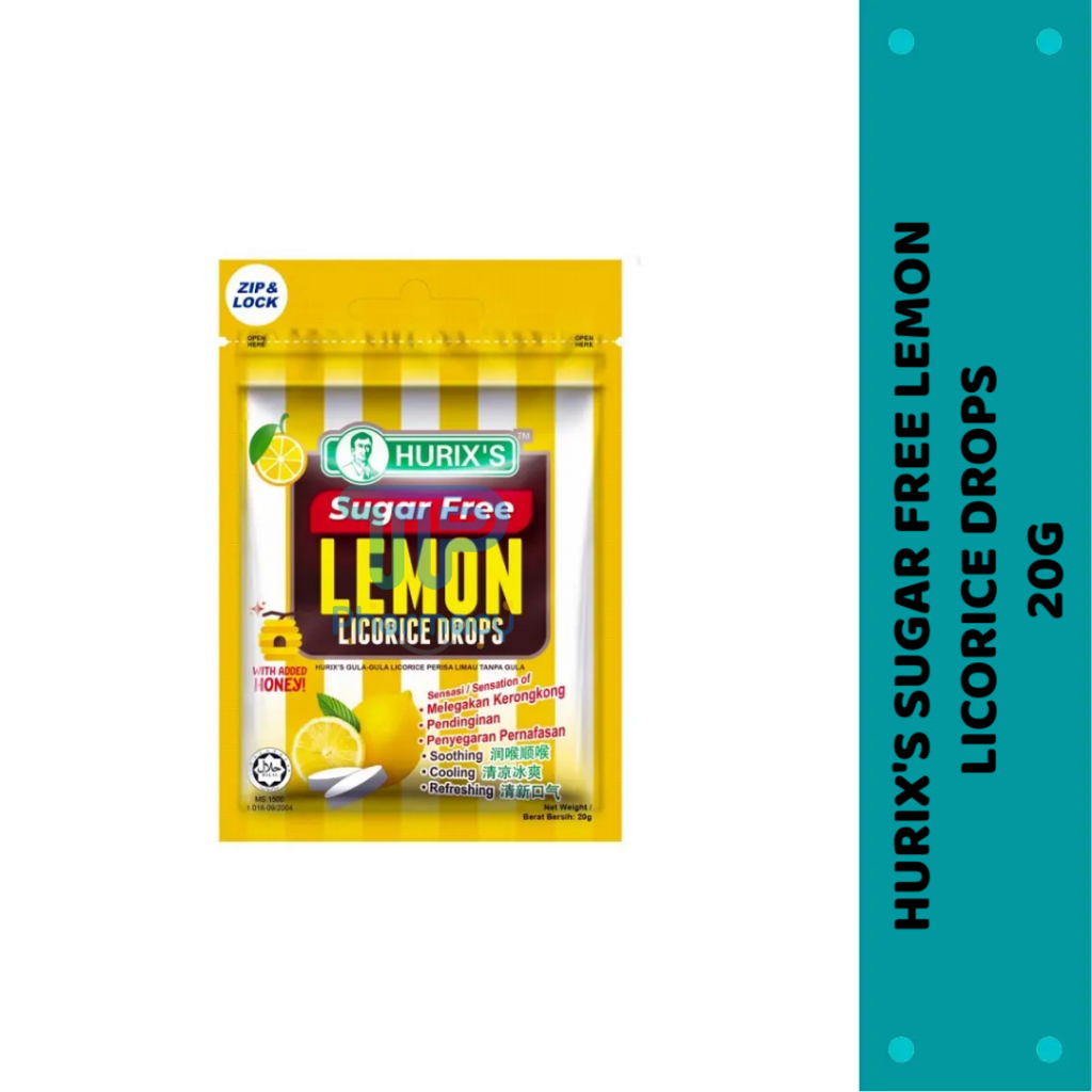 HURIX'S LEMON LICORICE DROPS SUGAR FREE WITH ADDED HONEY 20G | Shopee ...