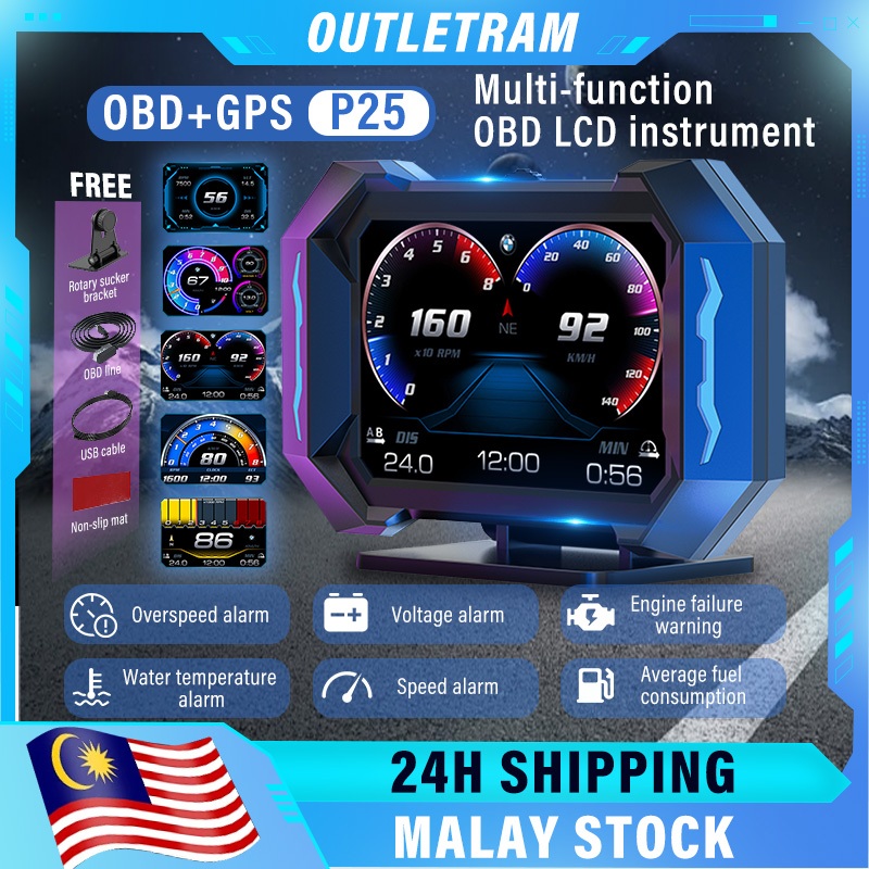 P25 P24 P6pro+ OBD+GPS dual system OBD2 Meter OBD Meter Digital Scanner ...