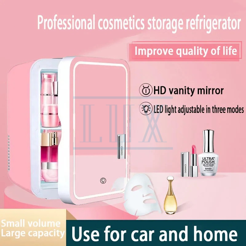4LMini Makeup Fridge With LED Light Mirror Cosmetic Storage ...