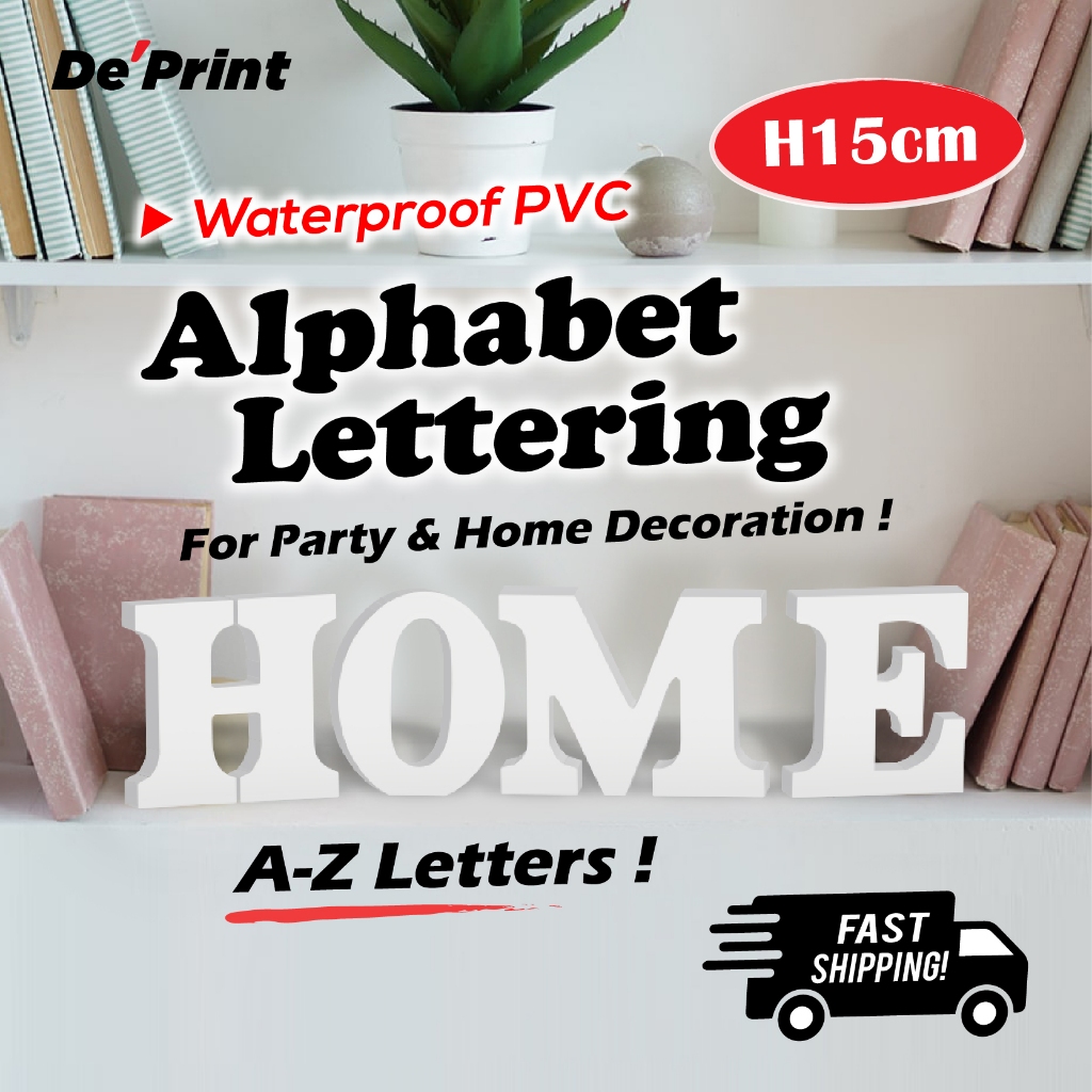 15cm Waterproof Alphabet ABC Block Letter Huruf Hiasan Dinding Huruf ...