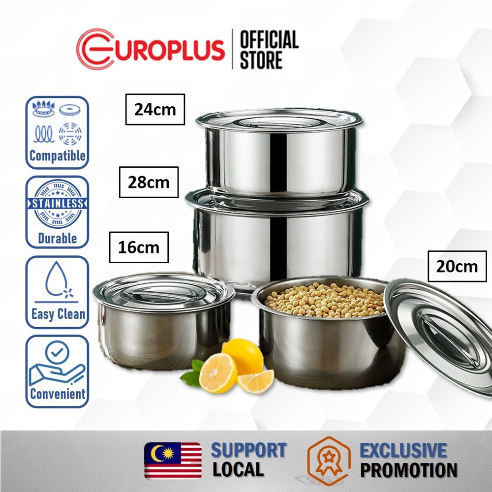 Euroliving Stainless Steel 4 In 1 Indian Pot Stock Pot With Lid (16cm ...