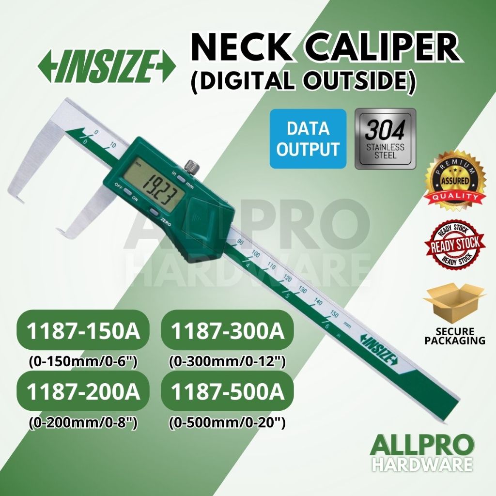 INSIZE 1187 Digital Outside Neck Caliper Measuring Tool (150A / 200A ...