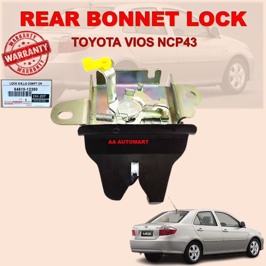 ORIGINAL TOYOTA VIOS NCP42 2003 - 2006 YEAR REAR BONNET INNER LOCK WITH ...