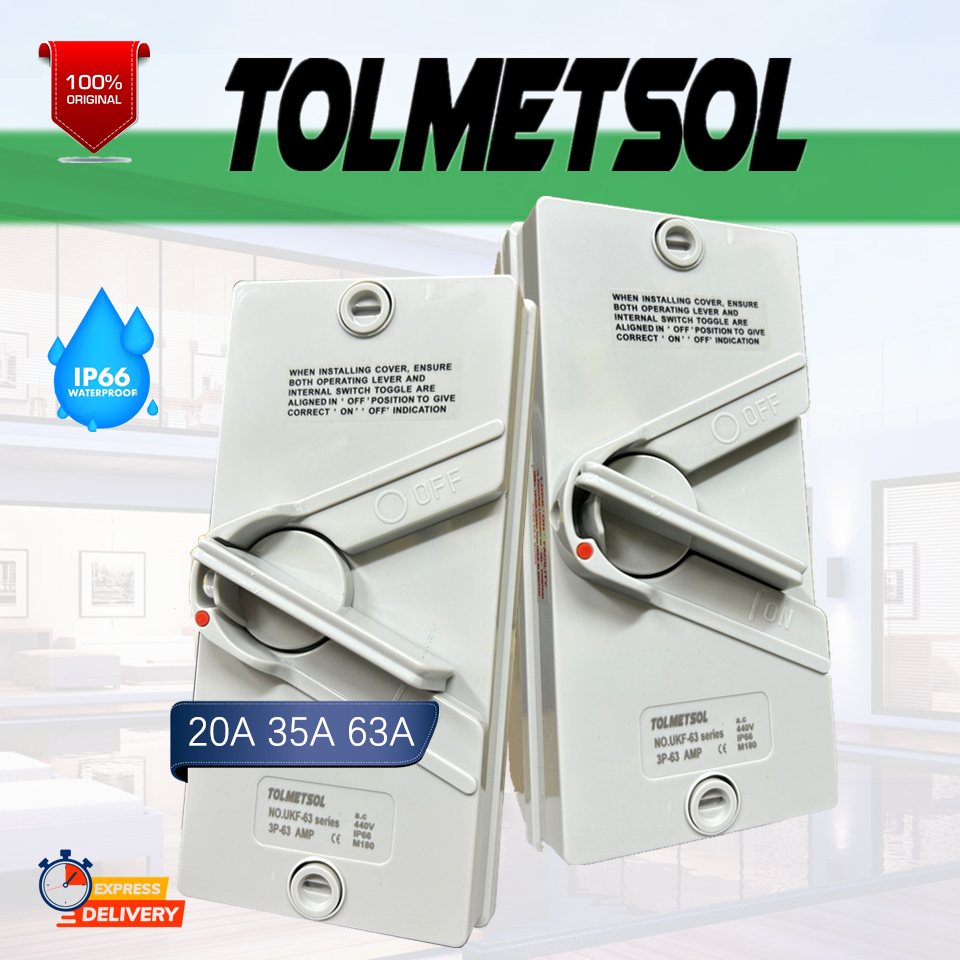 TOLMETSOL Weatherproof Isolator Switch 3 Pole 20A 35A 63A Outdoor IP66 High Quality | Shopee ...