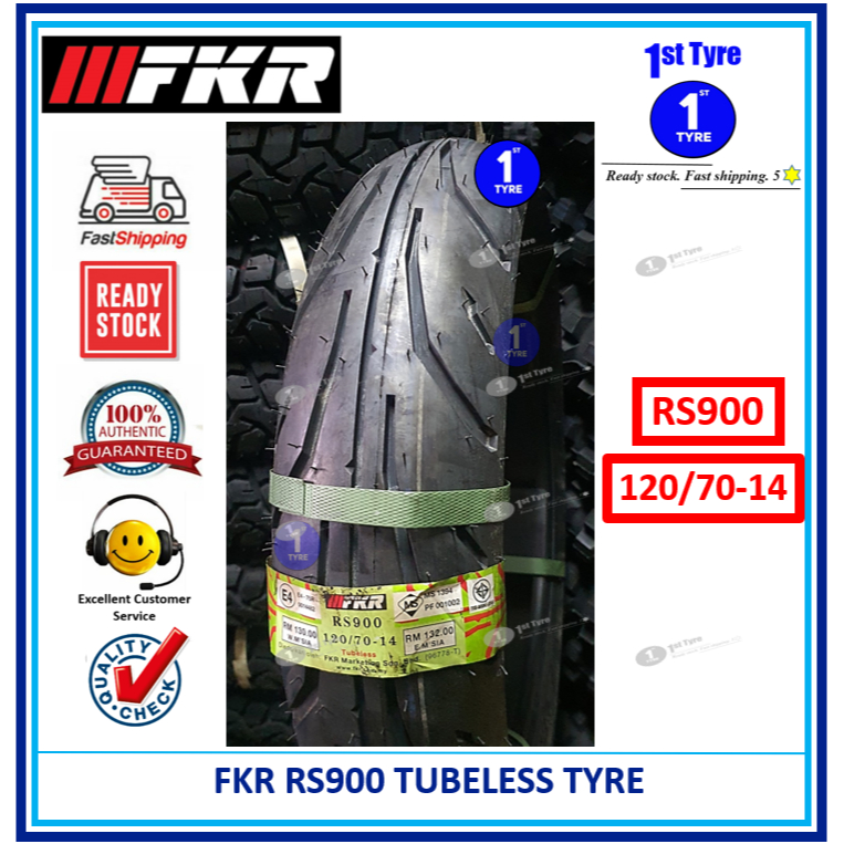 FKR MOTORCYCLE TYRE RS900 (BUNGA TAJAM) 120/70-14 TUBELESS (TAYAR 2026 ...