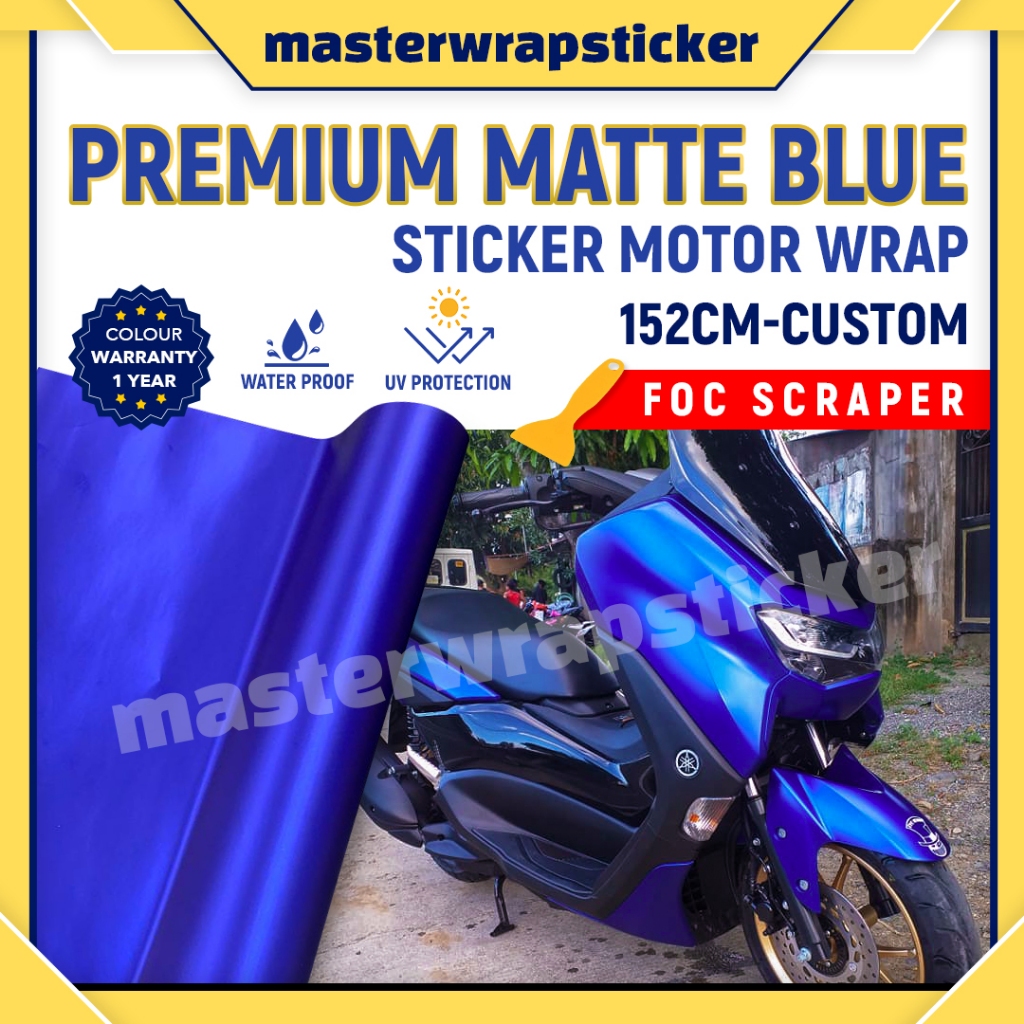NEW SATIN MATTE DARK BLUE STICKER MOTOR(152CM-90CM)stiker moto BIRU ...