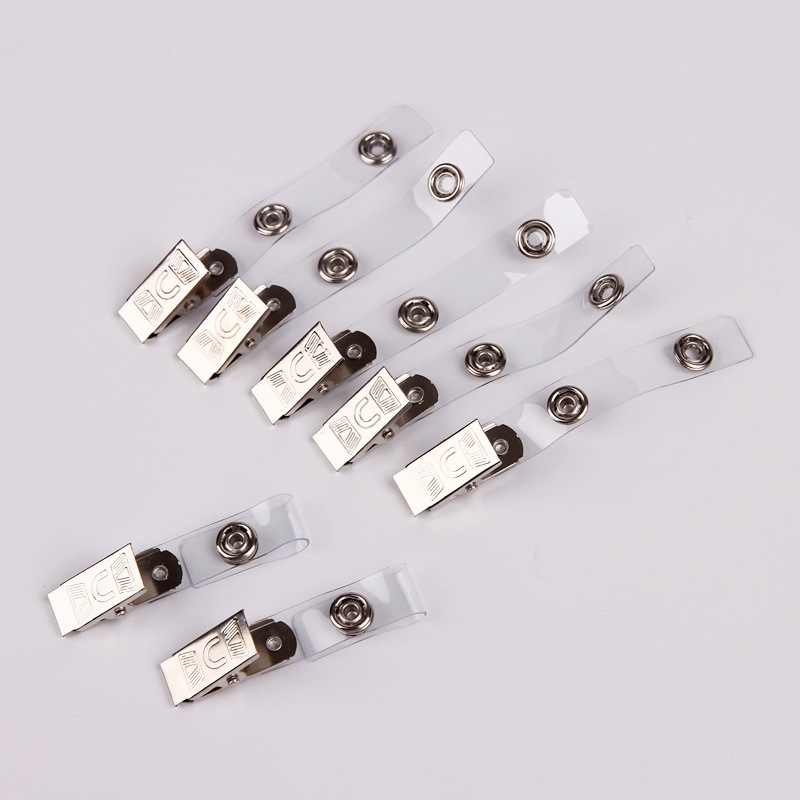 100 pcs of ID Card Name Tag Holder Badge Strap Clip with Plastic Clear ...
