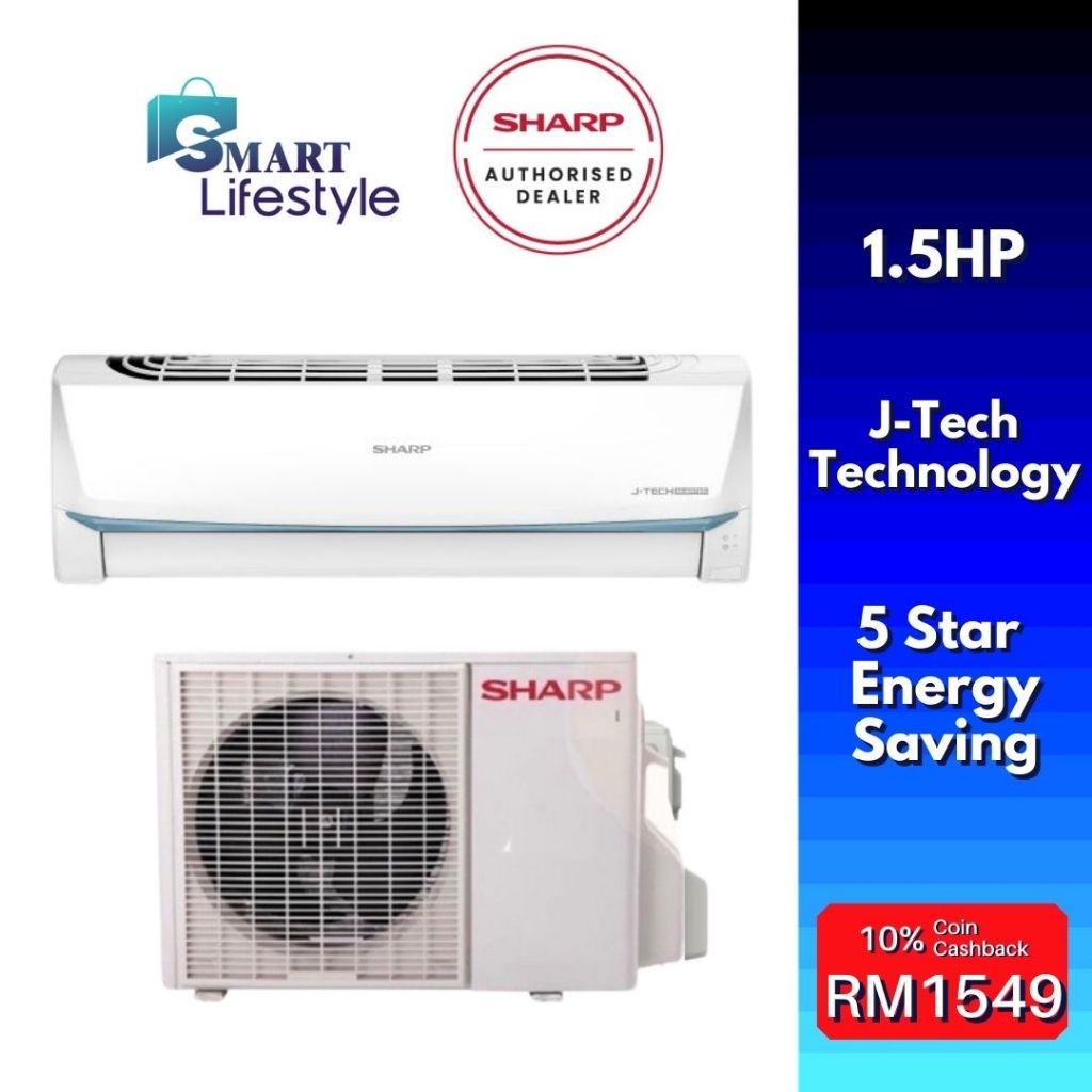 Sharp J-Tech Inverter 1.5HP Air Conditioner 5 Star Rating AH-X13BED ...