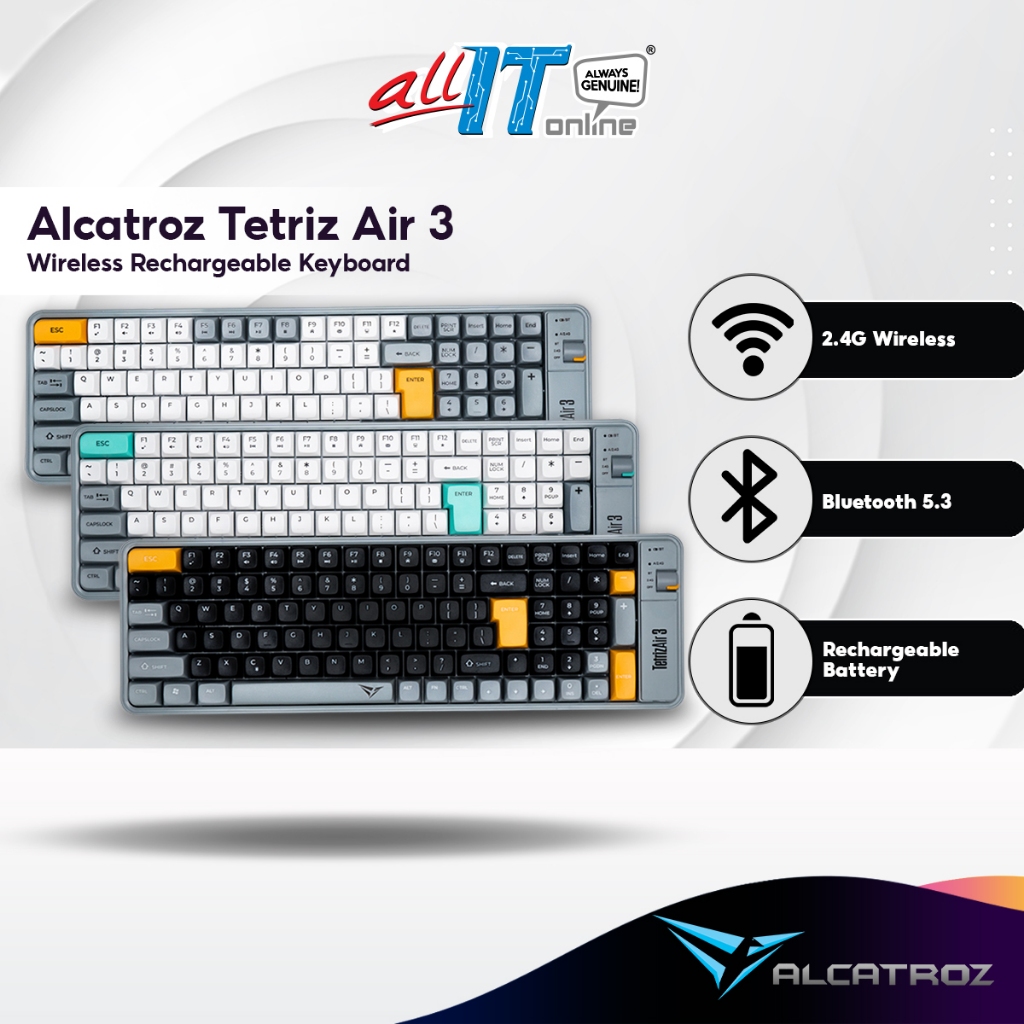 Alcatroz Tetriz Air 3 Wireless Keyboard | Bluetooth 5.3 | Dual Mode ...