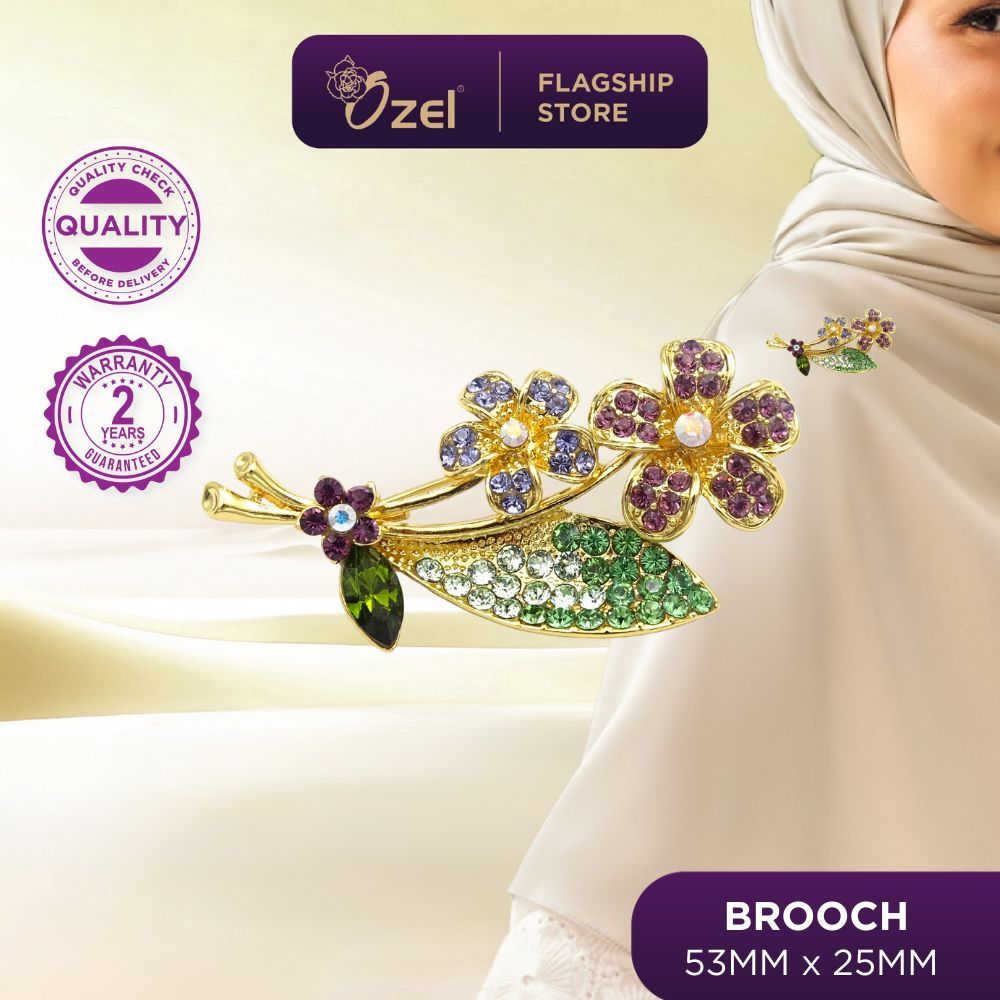Ozel Flower Brooch B051 Kerongsang & Pin Tudung, Hijab, Songkok, Baju ...