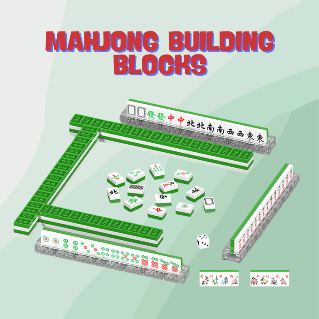Mahjong Building Blocks Mini Portable Bricks Traditional Game Assembly ...