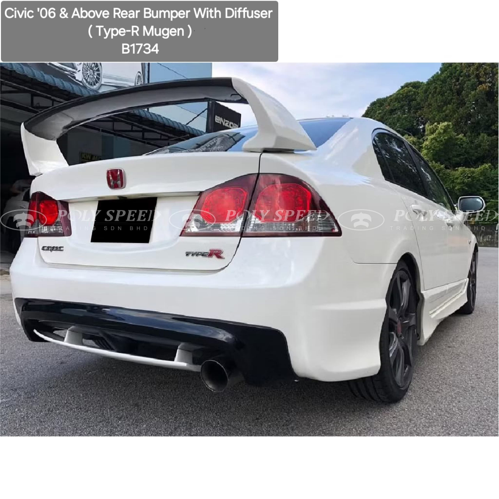 Honda Civic 2006 Type R Mugen Rear Bumper With Diffuser Fiber | Shopee ...