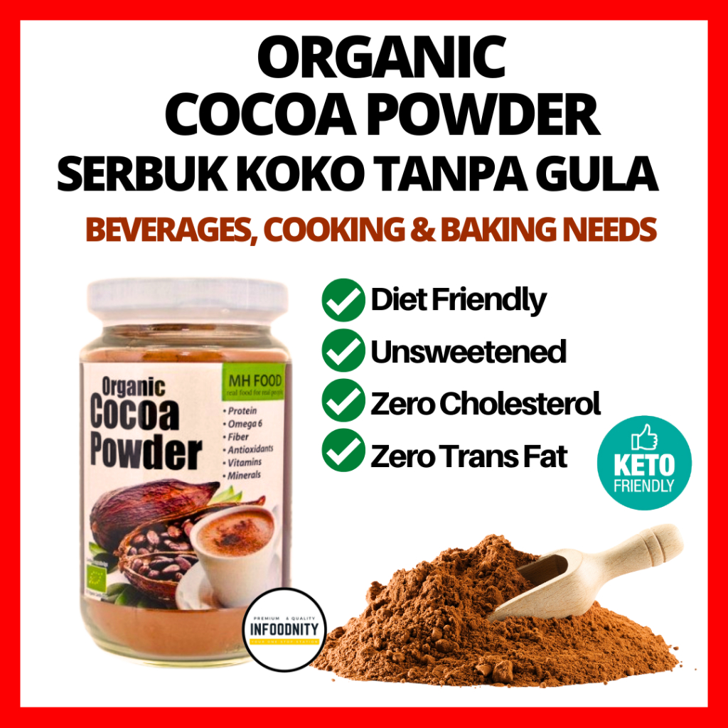 MH Food Organic Cocoa Powder (140g) Unsweetened Cocoa Powder Serbuk ...