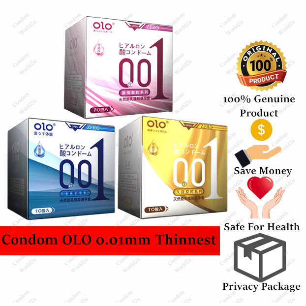 OLO 'Thinnest 001' Condom Classic Ultra Thin Anatomic Long Lasting Dotted Hyaluronic Acid 10pcs ...