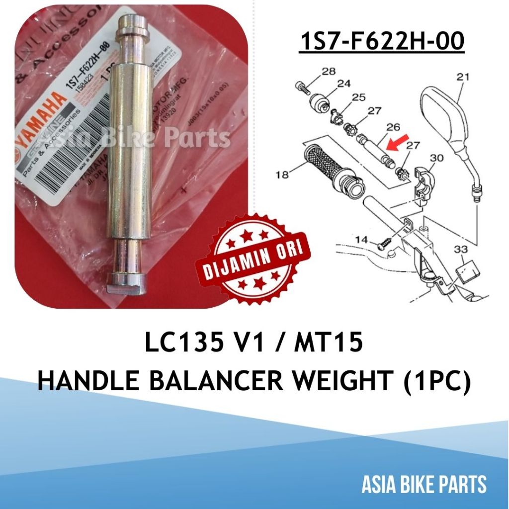 Yamaha Original LC135 V1 / MT15 Handle Balancer Weight / Damper ...
