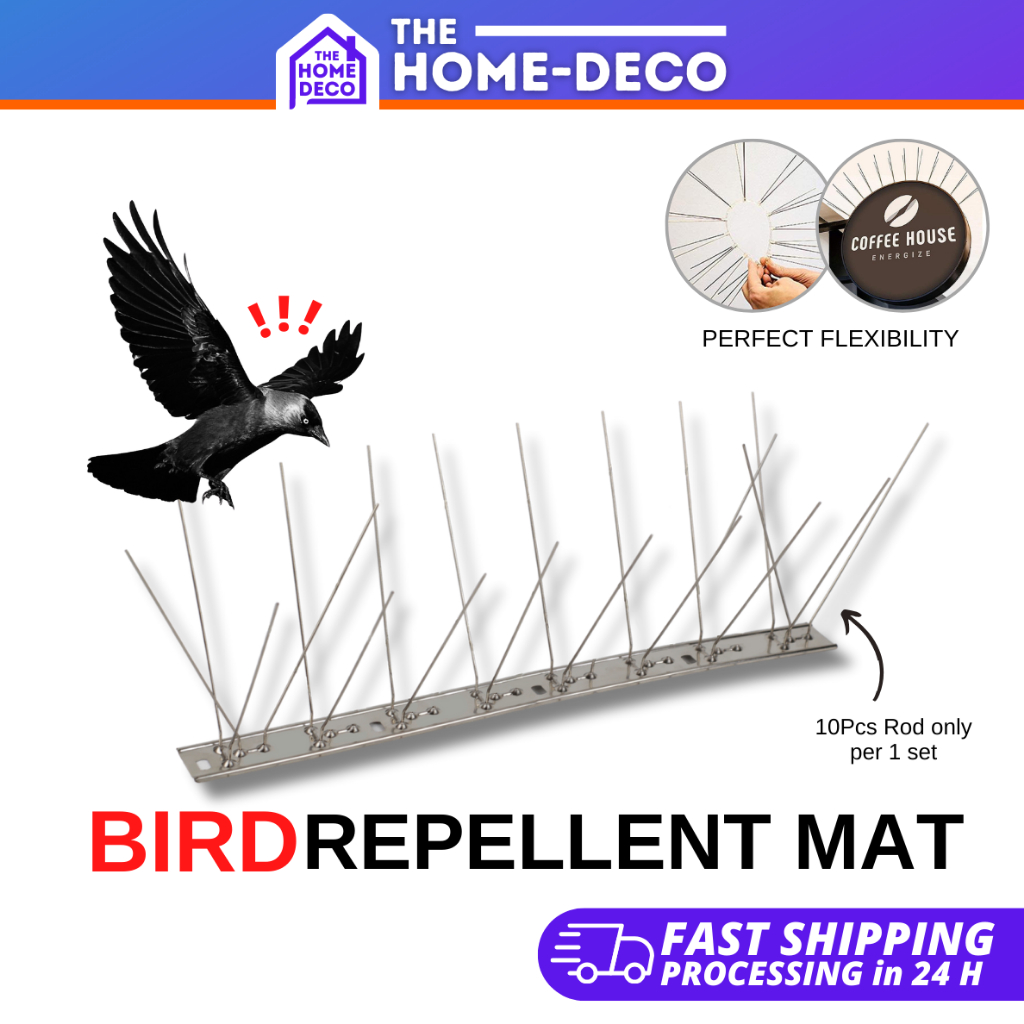 33cm Bird Repellent Mat Spikes S/Steel Animal Repeller Chase Birds ...