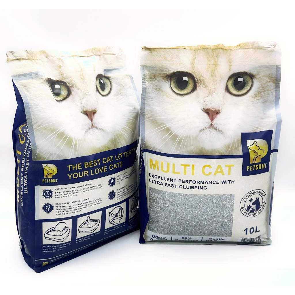 [INUNEKO - NEKO JI-GYO] Petsome Multi Cat 10L Ultra Fast Clumping Cat Litter | Shopee Malaysia