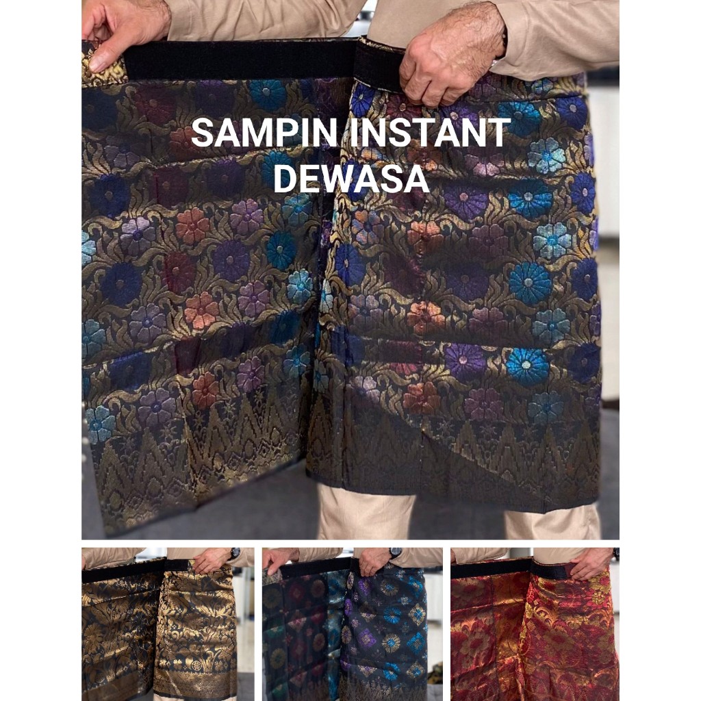 ORIGINAL SAMPIN INSTANT DEWASA, SAMPIN TENUN ASLI, BLACK, PASTEL, READY ...