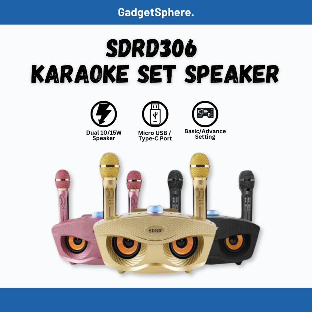 SDRD Portable Bluetooth Speaker with Dual Wireless Microphone Mobile ...