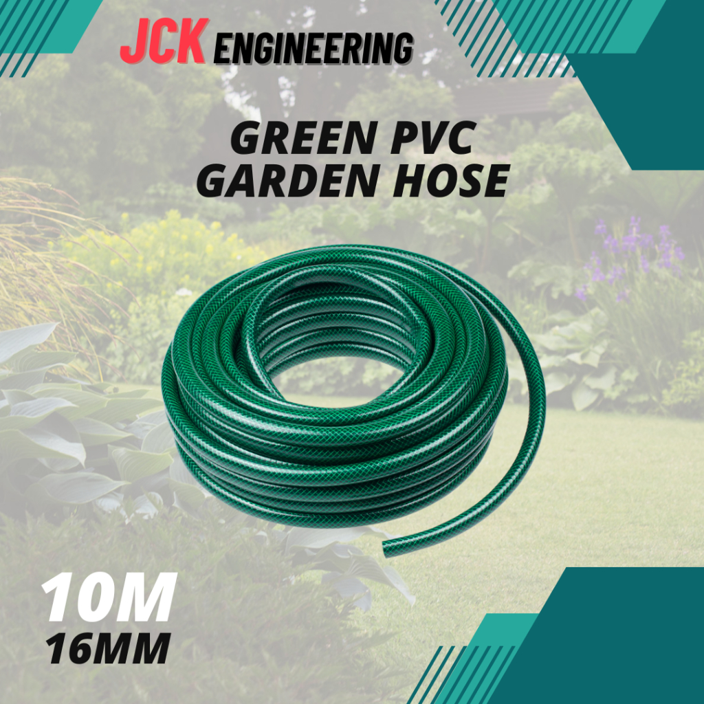 10METER x 2.5mm Reinforced PVC Flexible Garden Hose Green Getah Paip ...