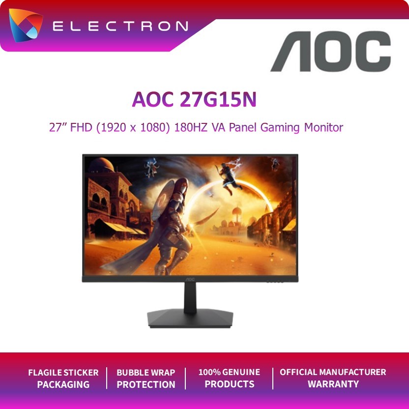 AOC 27G15N 27" FHD 180Hz Gaming Monitor ( HDMI, DP, 3 Yrs Warranty ...