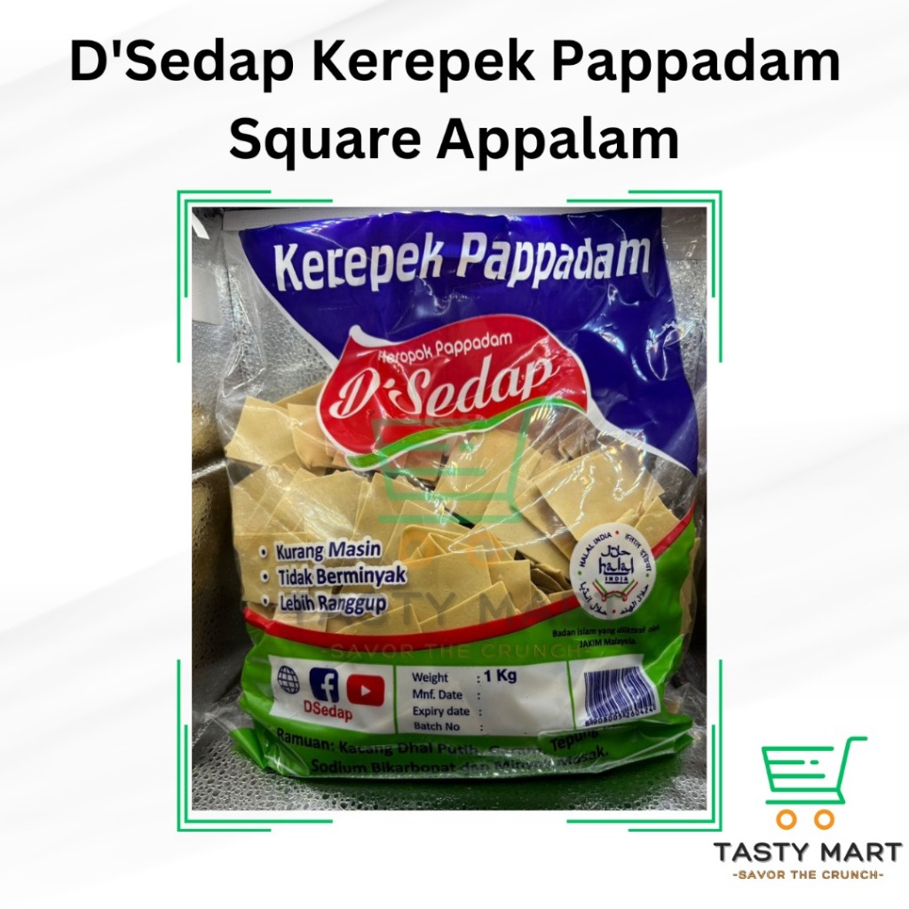 D'Sedap Kerepek Pappadam Square Appalam Papadam Chips 1kg Halal ...