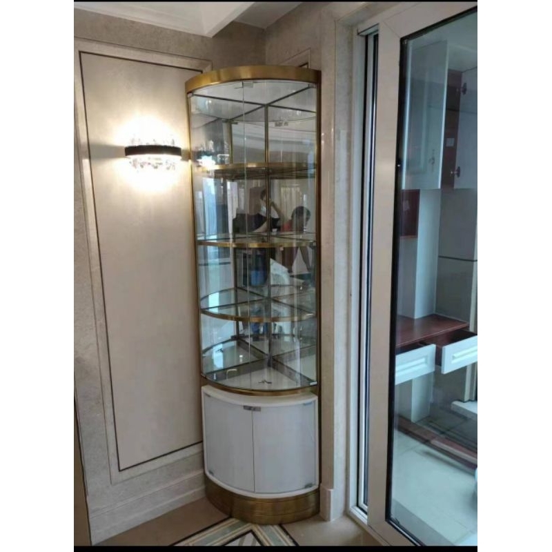 Side Cabinet 4 tier Light luxury stainless steel triangular cabinet ...