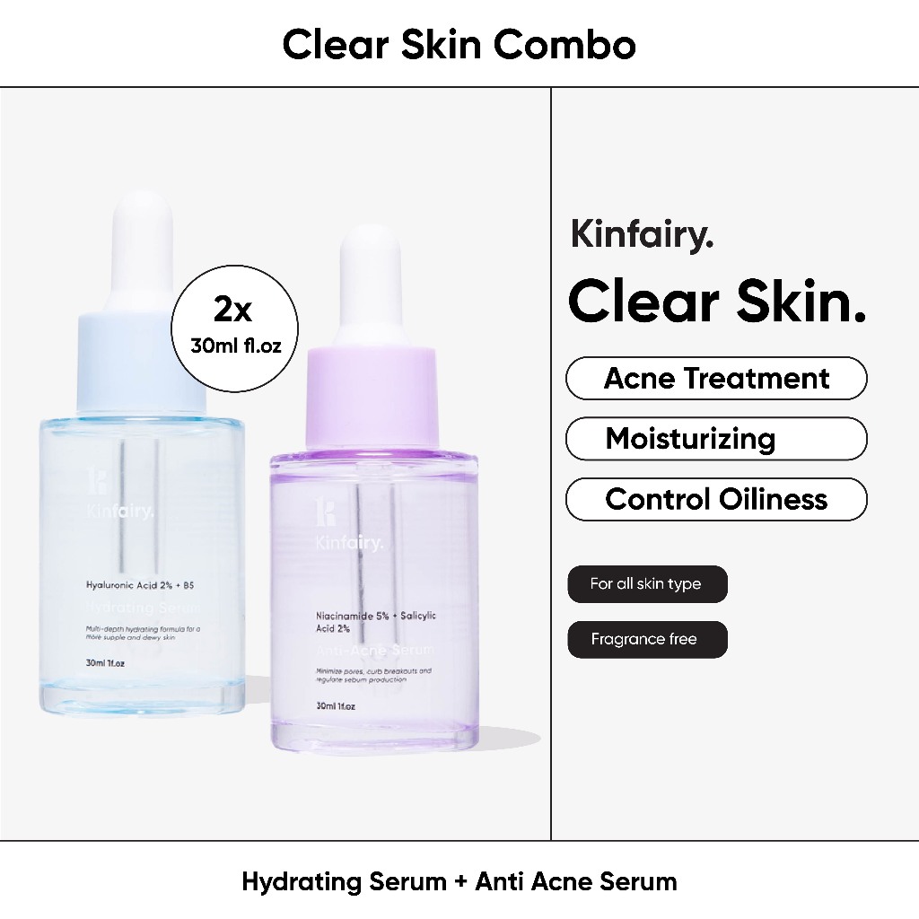 Kinfairy Clear Skin Serum Combo | Reduces Acne, Controls Oil, Hydrates ...