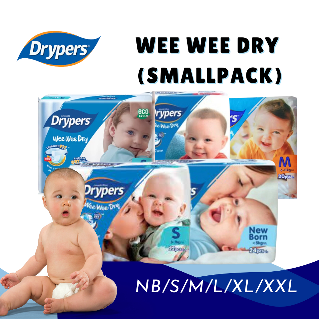 Drypers Wee Wee Dry Small Pack / Baby Diapers / Lampin Bayi (Small Pack ...