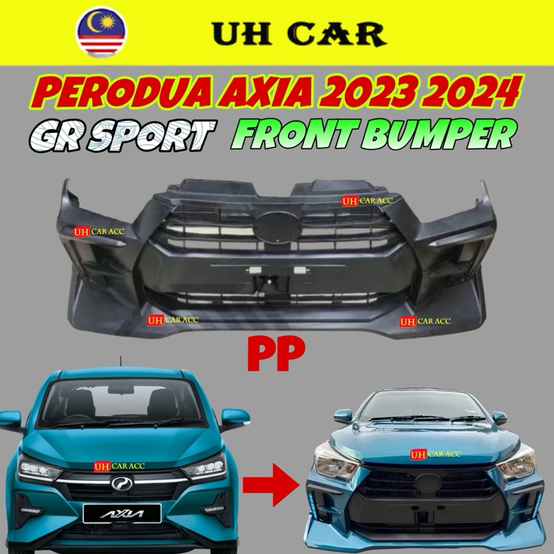 (GR SPORT) Perodua Axia 2023 2024 PP Front Bumper Grill Skirt Bodykit ...